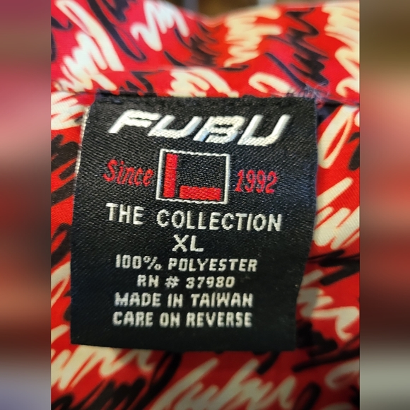 FUBU | Shirts | Vintage Mens Fubu Short Sleeve Button Up Red With Fubu All Over Print 992 Xl ...